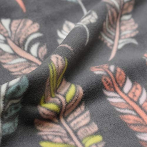 Bohemian Feathers Anti-Pill Premium No-Sew Throw Fleece Fabric Kit (72x60)