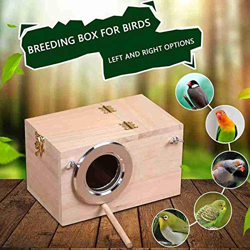 Hovico Parakeet Nesting Box, Pet Bird Wooden House Parakeet Nest Box Bird House Box Parrotlets Wood for Lovebirds Breeding Mating Bird Supplies Box (L)