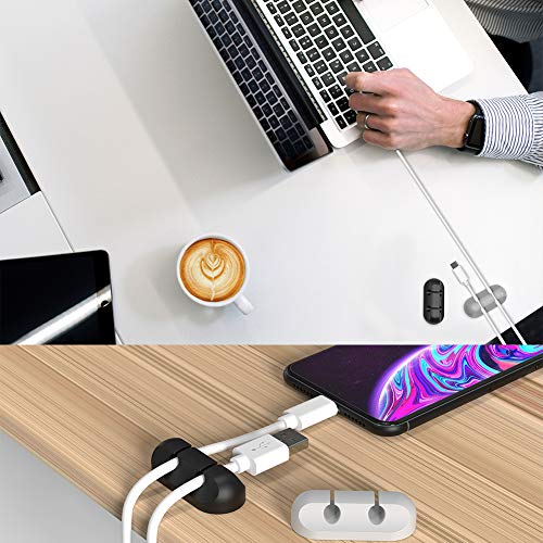 8 Pack Cable Clips Management - Aoviho Adhesive Cord Holder - Cable Organizer, Wire Clips for USB C Cable in-Car Home Office Desk Phone Accessories (Grey)