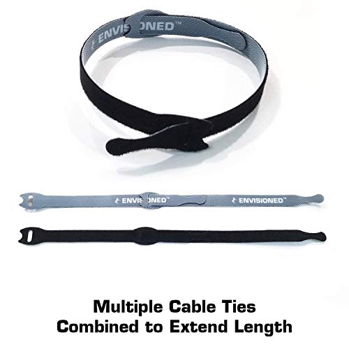 Reusable Cable Ties 1/2" x 4" for Cable Management and Organizing Cords - 30 Pack (Black)