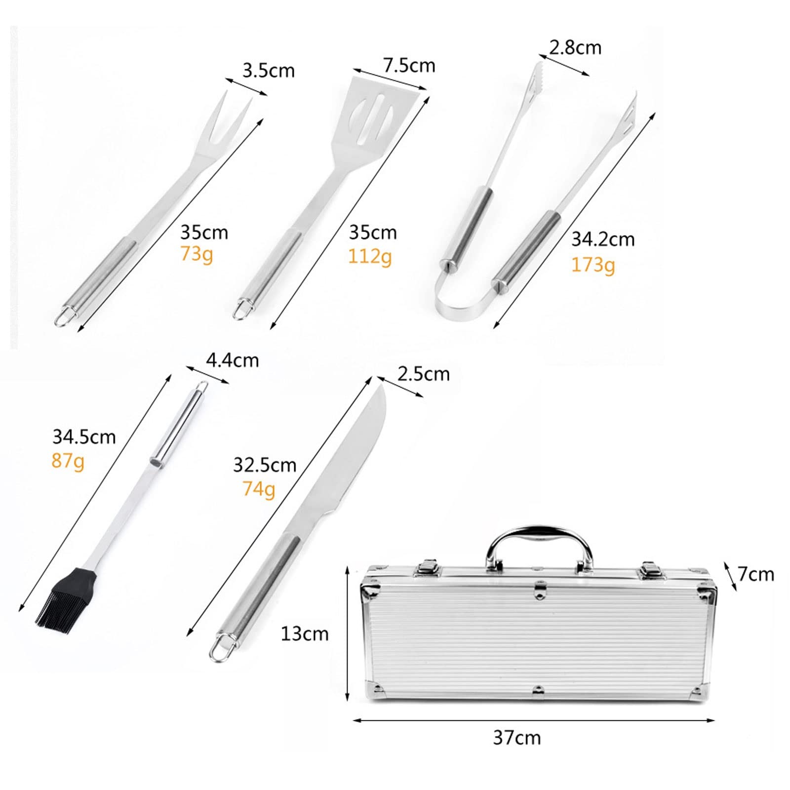 CYXI 5 PCS Barbecue Tool Set with Portable Compact Carry Case,Grill Accessories, Grilling Utensil Kit,for Travel, Picnics, RVs, Camping, BBQs, Parties