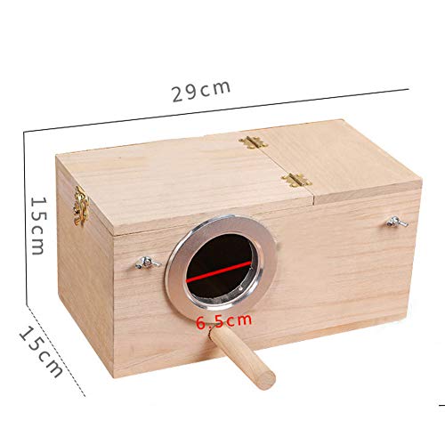 Hovico Parakeet Nesting Box, Pet Bird Wooden House Parakeet Nest Box Bird House Box Parrotlets Wood for Lovebirds Breeding Mating Bird Supplies Box (L)