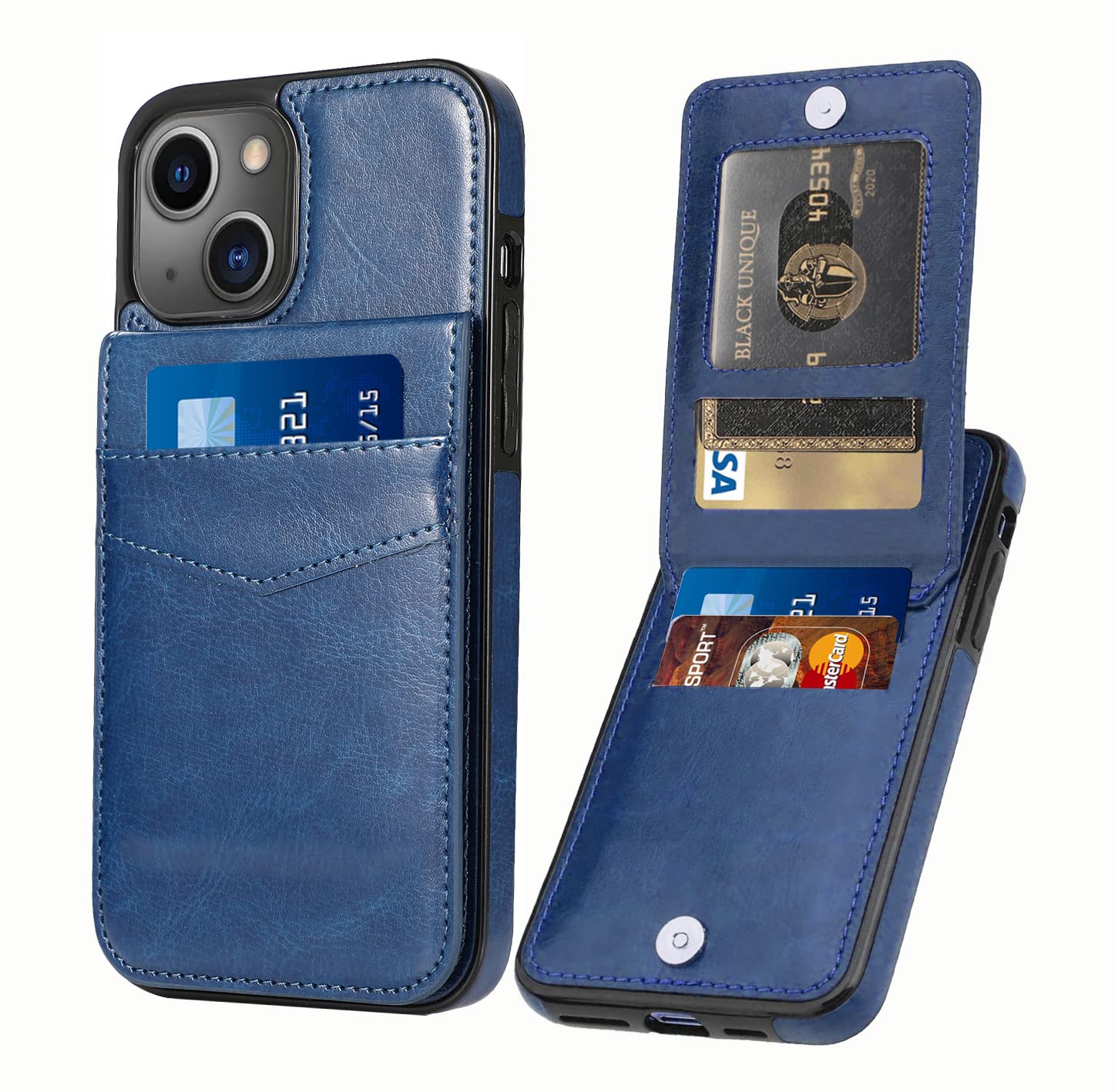 Seabaras iPhone 14 Wallet Case with Credit Card Holder for Women Men PU Leather Wallet Case for iPhone 14 Case 6.1 inch (Blue)