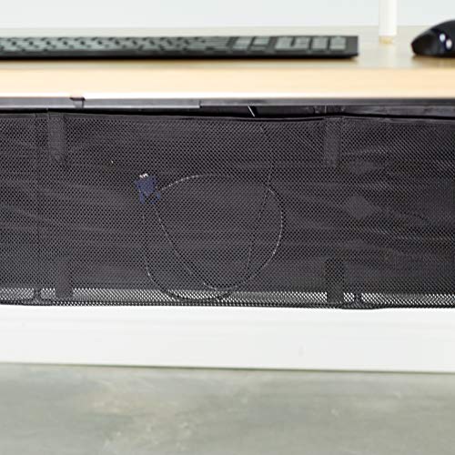 VIVO Black 30 inch Under Desk Privacy and Cable Management Organizer Sleeve, Wire Hider Kit Panel System, DESK-SKIRT-30