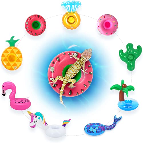 KUDES 9 Pack Bearded Dragon Bathe Float Bathtub Toys + 1 Inflatable Needle, Lizard Swimming Toys with Enjoy The Bath Time for Bearded Dragon Hamster and Other Small Animals