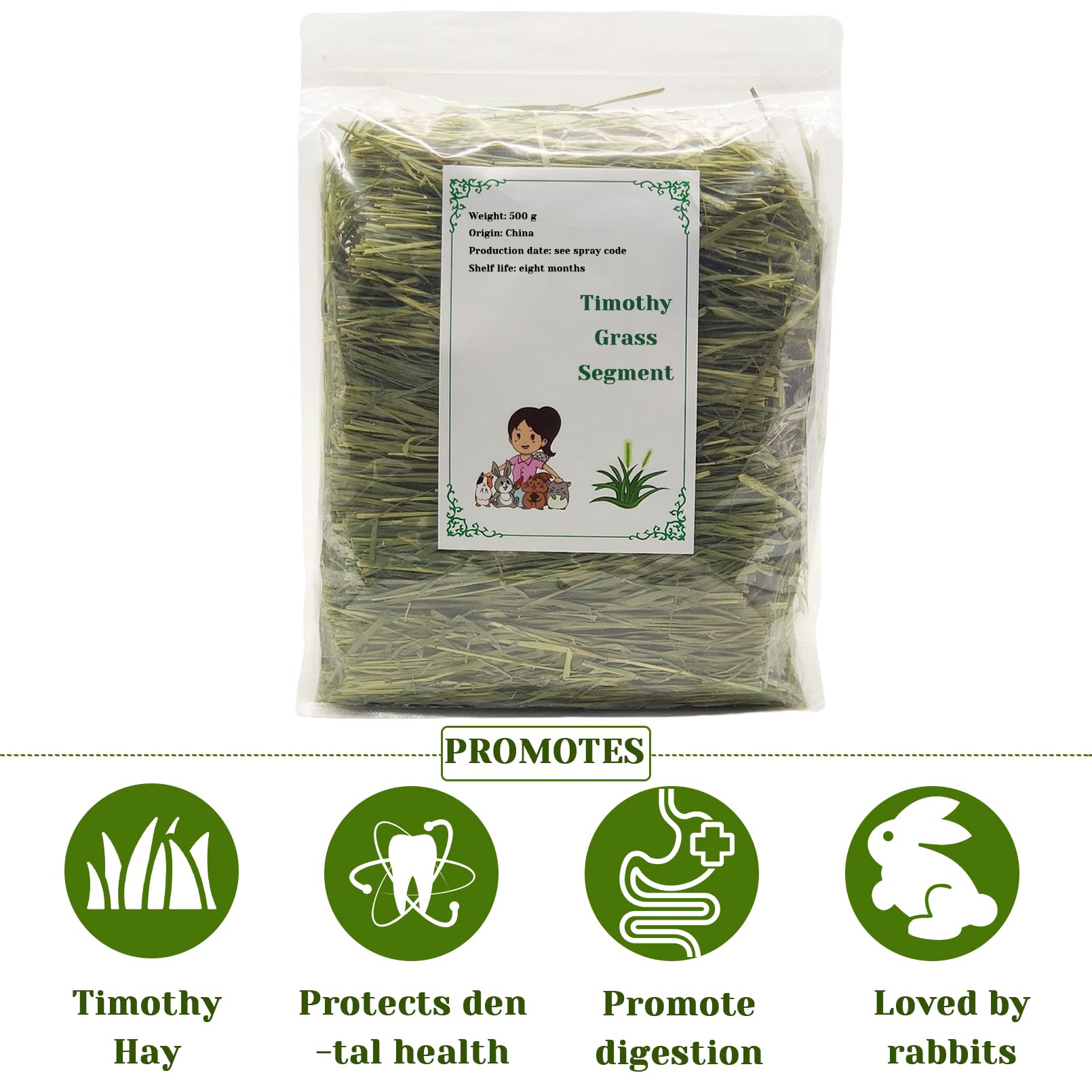 Hamiledyi Timothy Natural Hay Rabbit Hay Feed Premium Orchard Grass for Bunny Guinea Pig Chinchillas Chipmunk and Small Animal Pets Hay Food (1.1 Ib)