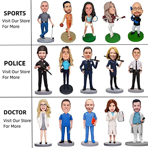 Mydedor Custom Bobble-Heads Figures Navy Blue Shirt Golfer Figurines Customized Doll, Bobble Head Figures Handmade Personalized Car Dashboard Birthday Gift for Dad Friend Businessman Coworker