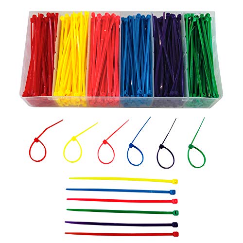 Small Colored Zip Ties 4 inch Multicolor Zip Ties 480pcs Assorted Color Zip Cable Ties for Marking Chickens Legs or Deco Mesh Wreath Supplies Pink,Red, Purple, Yellow, Blue,Green Zip Ties