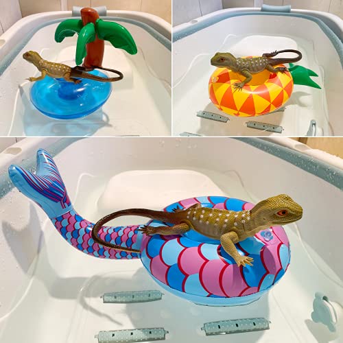 KUDES 9 Pack Bearded Dragon Bathe Float Bathtub Toys + 1 Inflatable Needle, Lizard Swimming Toys with Enjoy The Bath Time for Bearded Dragon Hamster and Other Small Animals