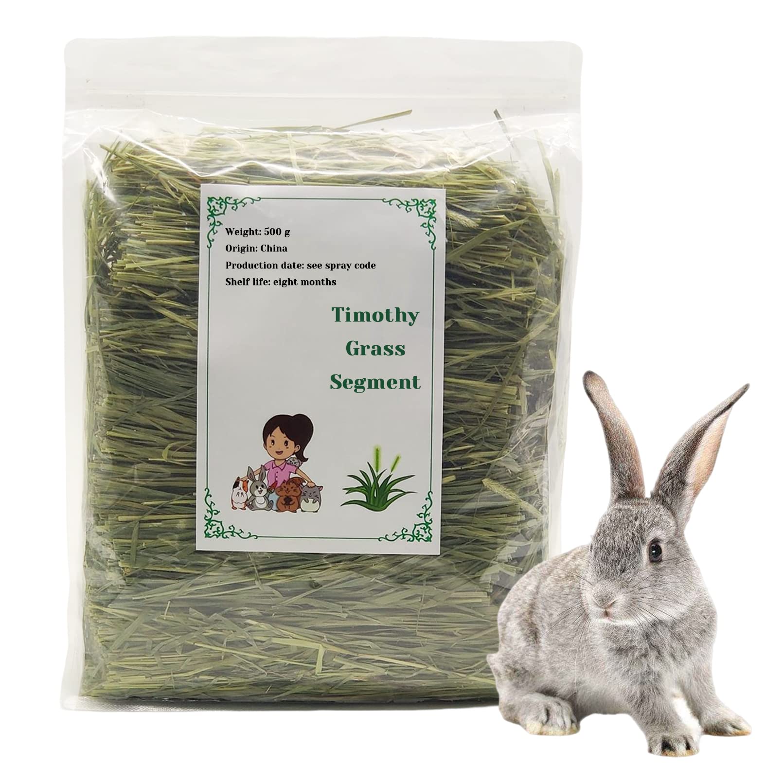 Hamiledyi Timothy Natural Hay Rabbit Hay Feed Premium Orchard Grass for Bunny Guinea Pig Chinchillas Chipmunk and Small Animal Pets Hay Food (1.1 Ib)