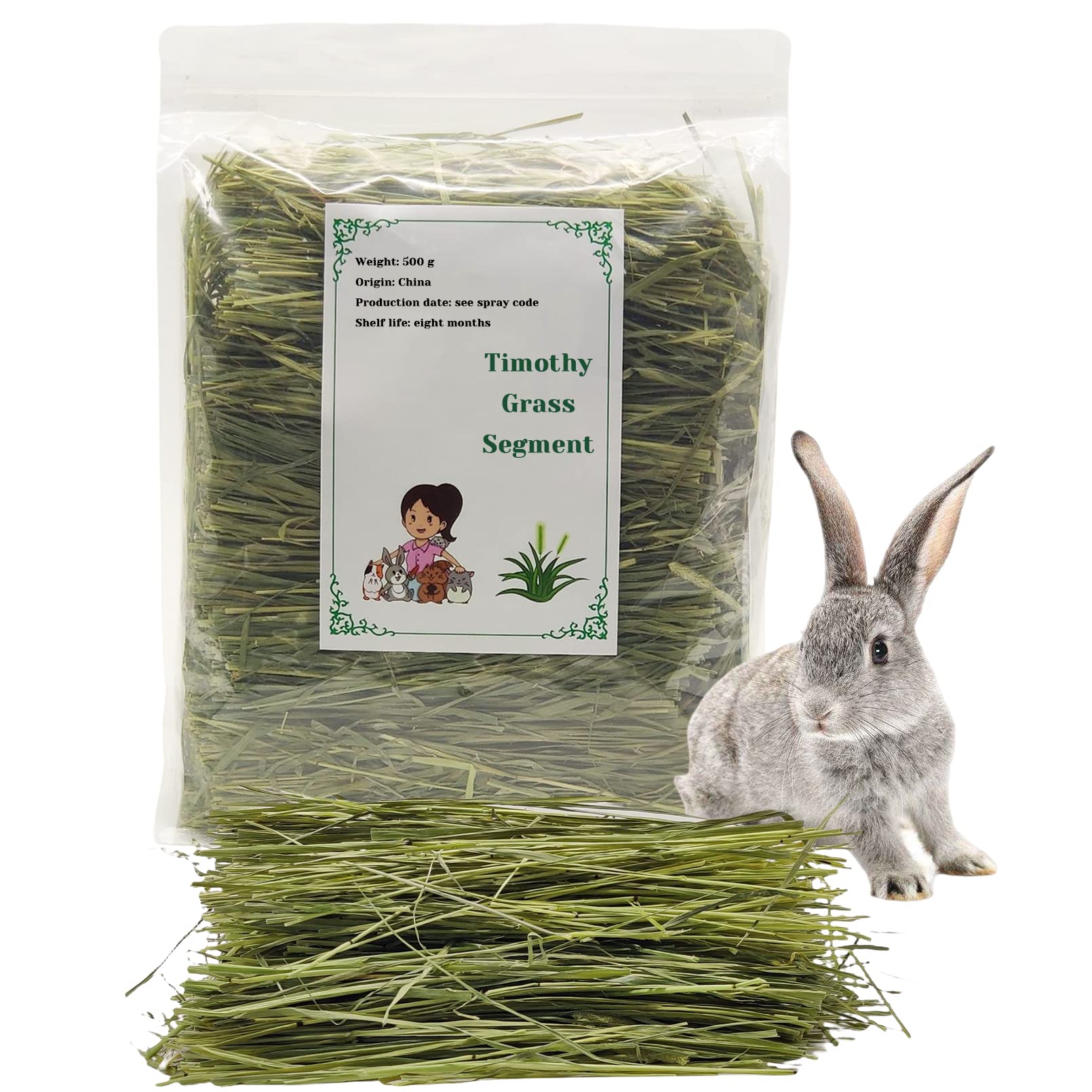 Hamiledyi Timothy Natural Hay Rabbit Hay Feed Premium Orchard Grass for Bunny Guinea Pig Chinchillas Chipmunk and Small Animal Pets Hay Food （1.1 Ib）