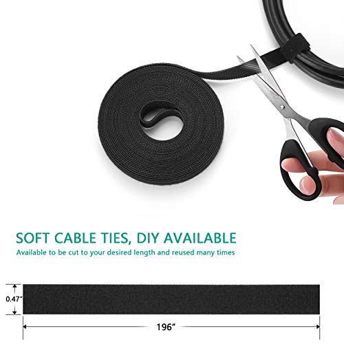 173 Pcs Cable Management Organizer Kit, Include 4 Cable Sleeve Split with 47 Self Adhesive Cable Clips Holder, 10 Cable Ties, 10 Adhesive Wall Cable Tie, 100 Fasten Cable Ties, 2 x Roll Cable Ties