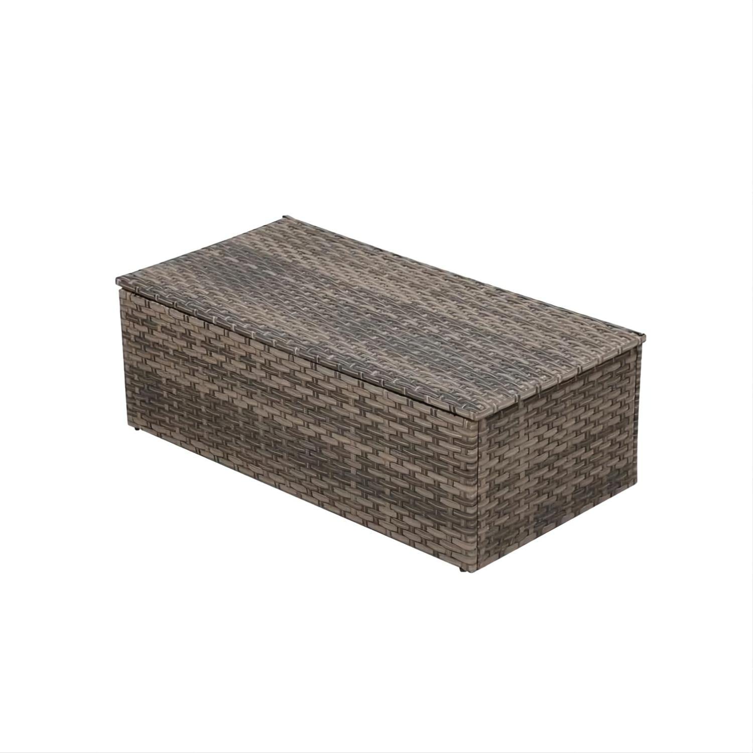 RICHSEAT Dark Brown Gradient PE Rattan Wicker Sectional Sofa 6 Piece 7 Seats Outdoor Patio Furniture Conversation Sets Loveseat Chair Seating Group with Cushions and Table