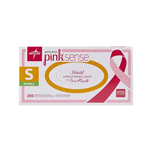 Medline Generation Pink Sense Nitrile Exam Gloves, 2500 Count, X-Small, Powder Free, Disposable, Not Made with Natural Rubber Latex, Multipurpose, Support Breast Cancer with Every Glove