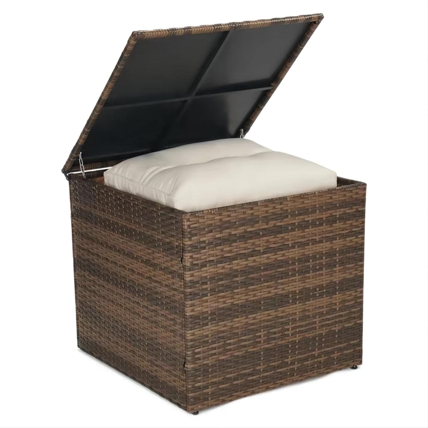 RICHSEAT Dark Brown Gradient PE Rattan Wicker Sectional Sofa 6 Piece 7 Seats Outdoor Patio Furniture Conversation Sets Loveseat Chair Seating Group with Cushions and Table