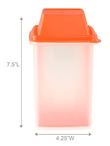 HOME-X Pickle Storage Container, Straining Pickle Jar, Filter Insert, Sieve Food Saver Container, 7 ½” L x 4 ¼” W x 4 ¼” H, Orange