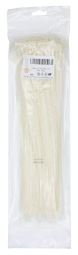 GTSE 14 Inch White/Clear Zip Ties, 100 Pack, 50lb Strength, UV Resistant Long Nylon Cable Ties, Self-Locking 14" Tie Wraps
