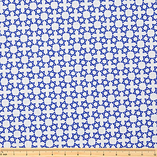 Fabric by The Yard [ 58" inches x 1 Yard ] Decorative Fabric for Sewing Quilting Apparel Crafts Home Decor Accents (Jewish Stars Blue Pattern)