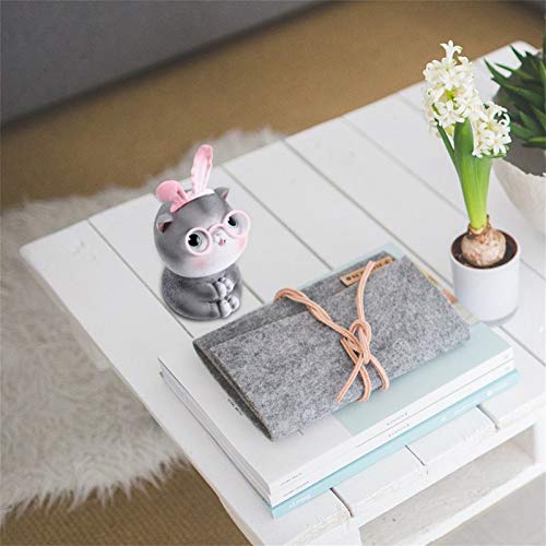 Amosfun Cat Bobblehead Ornaments Shaking Head Rabbit Ear Lucky Cat Figurines Animal Dancing Figure Toy Car Dashboard Decorations for Vehicle Home Office Desktop (Grey B)