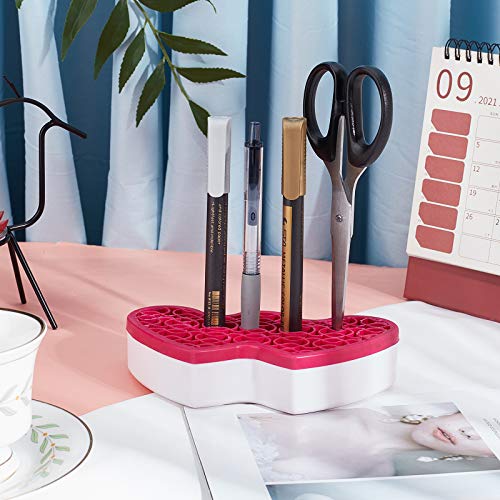 GORGECRAFT Silicone Makeup Brush Holder Sew Desktop Organizers Multipurpose Painting Pen Stand Holder Cosmetic Storage Box for Stash and Store (Rose Red)