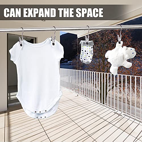 Laundry Hanging Hooks with Clips Boot Hanger Heavy Duty Clothes Pins, Portable Metal Drying Clip for Bras, Socks, Towels, Underwear (20PCS)