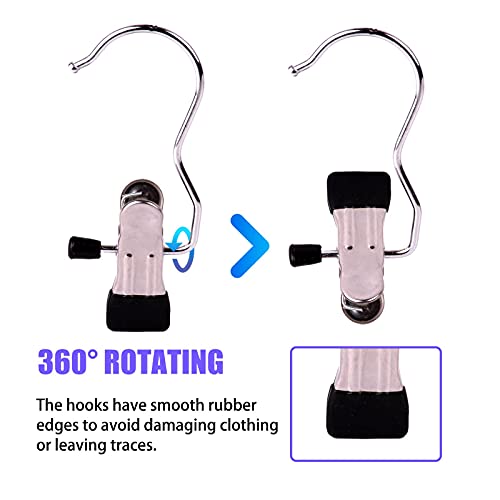 Laundry Hanging Hooks with Clips Boot Hanger Heavy Duty Clothes Pins, Portable Metal Drying Clip for Bras, Socks, Towels, Underwear (20PCS)