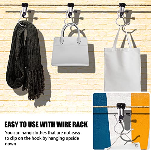 Laundry Hanging Hooks with Clips Boot Hanger Heavy Duty Clothes Pins, Portable Metal Drying Clip for Bras, Socks, Towels, Underwear (20PCS)