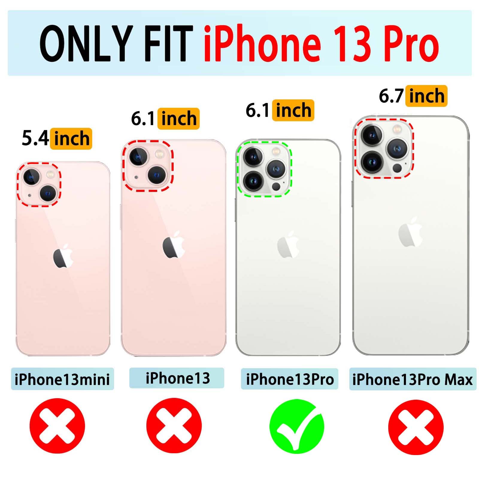 VANAVAGY Compatible for iPhone 13 Pro Wallet Case for Women Men, PU Leather Flip Folio Phone Cover Fits Magnetic Car Mount with Credit Card Holder, Midnight Green