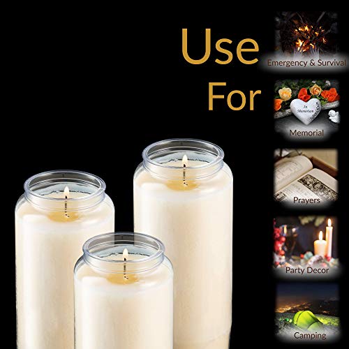 Tribello 6 Day Candles, 20 Pack | 6β White Pillar Candles for Memorial, Religious Ceremony, Party Decor, Emergency Survival | Unscented Slow Burning 100% Vegetable Wax in Plastic Jar Container
