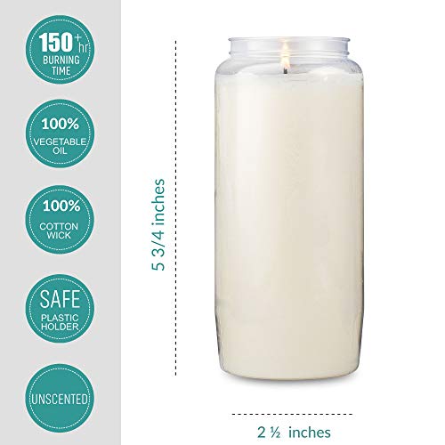 Tribello 6 Day Candles, 20 Pack | 6β White Pillar Candles for Memorial, Religious Ceremony, Party Decor, Emergency Survival | Unscented Slow Burning 100% Vegetable Wax in Plastic Jar Container