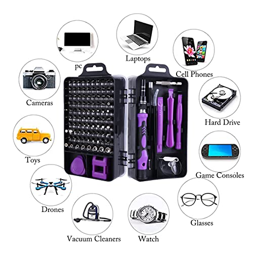 Precision Screwdriver Set, 115 in 1 Electronics Magnetic Small Screwdriver Set Mini Screwdriver Set with Case Eyeglasses Screwdriver for Repair Computer, PC, Cellphone, Game Console, Watch