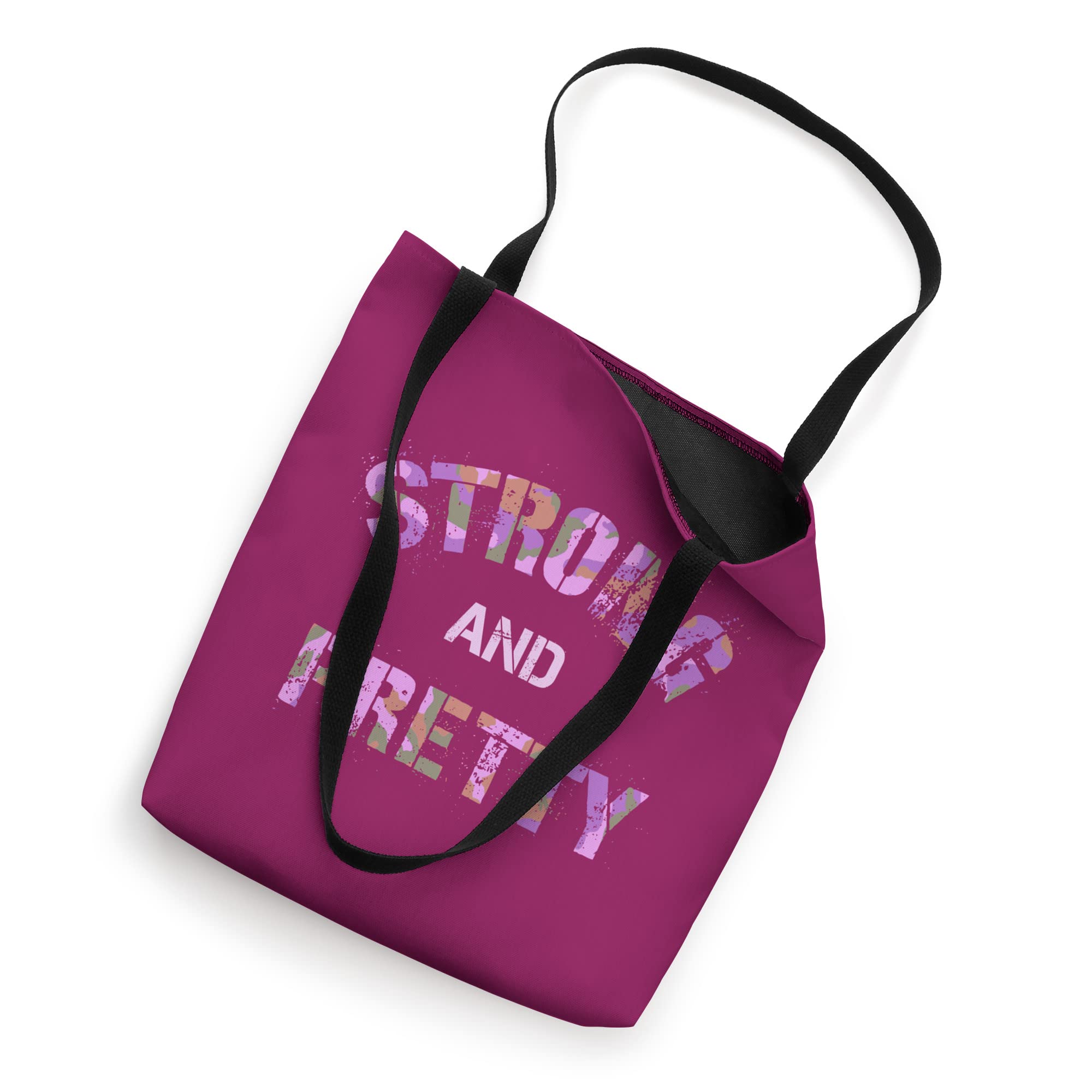 Purple STRONG and PRETTY Health Trainer Camouflage Gym Squad Tote Bag