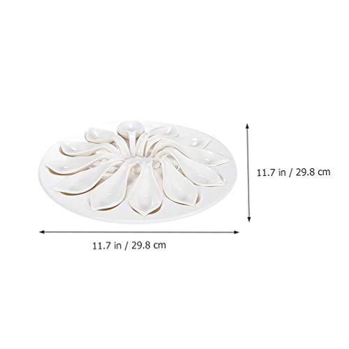 Hemoton 1 Set Eggs Platters Serving Tray Deviled Egg Dish 12 Hole Melamine Meatballs Plate Shrimp Tableware Dinnerware with Saucier Spoon for Home Kitchen Restaurant White