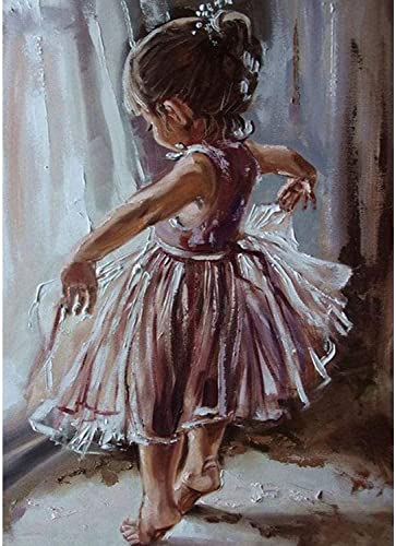 Caievy Dancer Angel Painting Poster 5D Dancing Little Girl Diamond Painting Kit DIY Round Crystal Diamond Adult Kids Diamond Painting Kit for Home Dance Studio Decoration 12X18inch