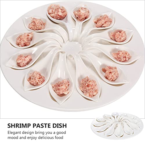 Hemoton 1 Set Eggs Platters Serving Tray Deviled Egg Dish 12 Hole Melamine Meatballs Plate Shrimp Tableware Dinnerware with Saucier Spoon for Home Kitchen Restaurant White