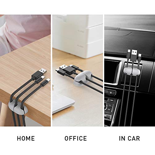 Delidigi 6 Pack Cord Holder Clips for Desk, Strong Adhesive Wire Cable Organizer Keeper for Organizing USB Charging Cable Home Office and Car (Grey)