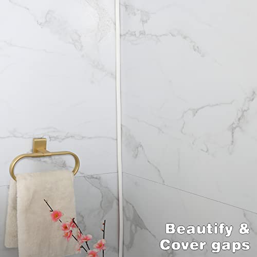 Flexible Quarter Round Molding Trim, 9.8 Ft Caulk and Trim Strips for Floors, Countertops and More, Peel and Stick Self-Adhesive, White