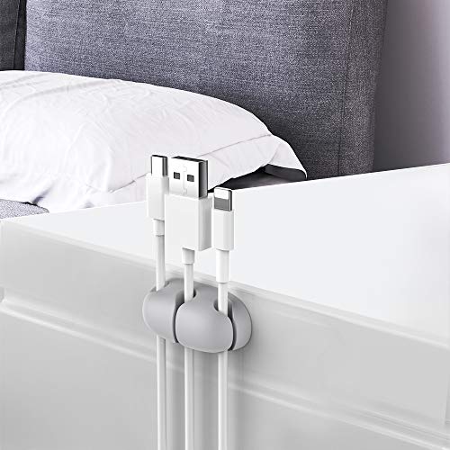 Delidigi 6 Pack Cord Holder Clips for Desk, Strong Adhesive Wire Cable Organizer Keeper for Organizing USB Charging Cable Home Office and Car (Grey)