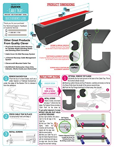 Cable Management Tray, Under-Desk, On-Wall or Side-of-Desk, 17x4x2.4β, 2-PK, Hide & Organize Your Cables, Power Supplies and Power Strips, Bonus 10-Pk Cable Ties