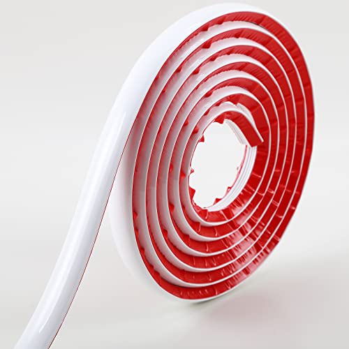 Flexible Quarter Round Molding Trim, 9.8 Ft Caulk and Trim Strips for Floors, Countertops and More, Peel and Stick Self-Adhesive, White