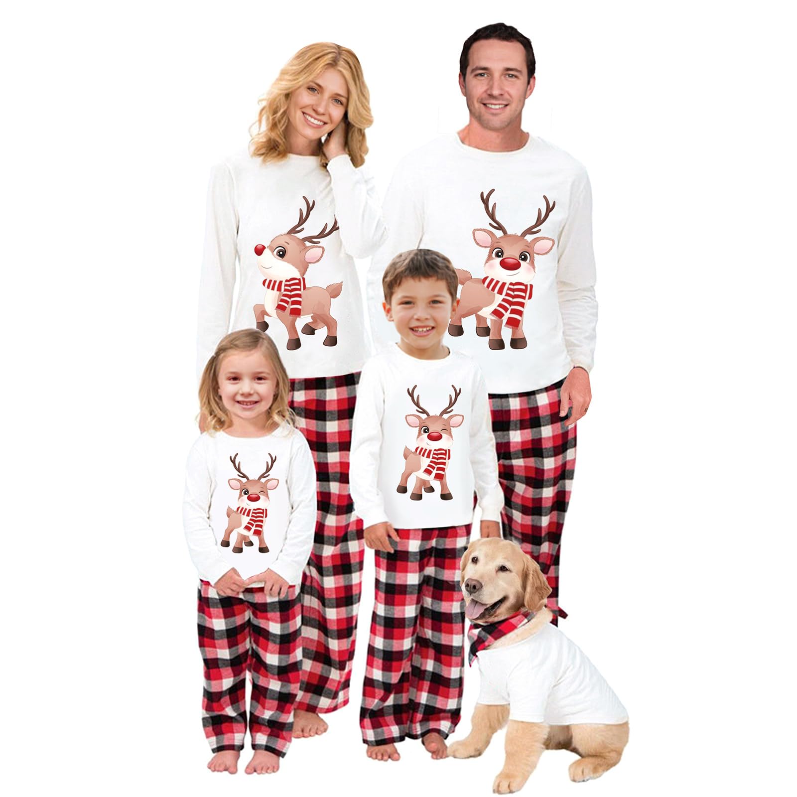 OAKFashion Christmas Family Pajamas Holiday Christma Pajama Family Matching Pjs Set Cute Sleepwear Elk Xmas Jammies for Couples Youth(#A311, Dad, XL)