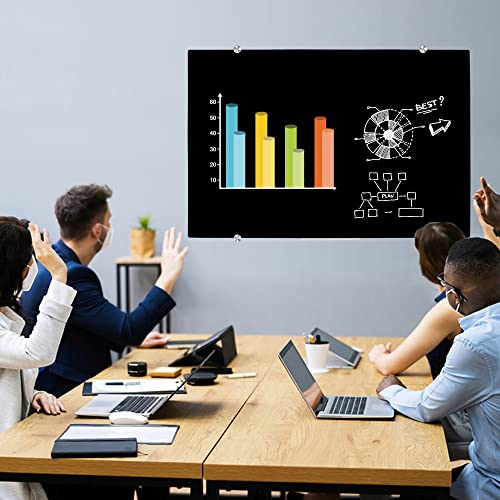 DEVELOP Magnetic Black Glass Dry Erase Board, 47.2 x 31.5 Inches, Frameless Wall Mounted Writing Glass Whiteboard with 4 Markers, 2 Magnets, 1 Eraser