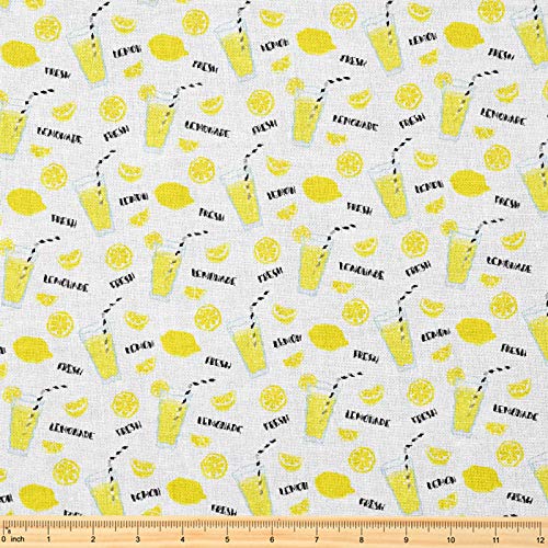 KoolSwitch Fabric by The Yard [ 58 inches x 1 Yard ] Decorative Fabric for Sewing Quilting Apparel Crafts Home Decor Accents (Lemonade Yellow Lemons Pattern), Length = 1 Yard