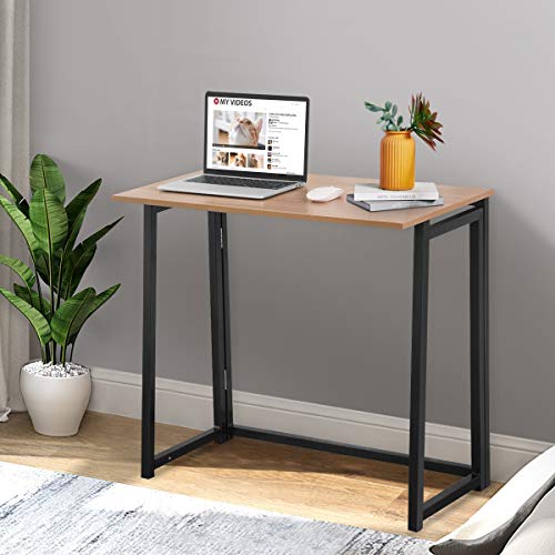 Toolsempire Home Office Folding Desk, 31.5” Foldable Computer Desks for Small Places, Compact Writing Study Tables for Home Office,No Assembly Required (Natural)