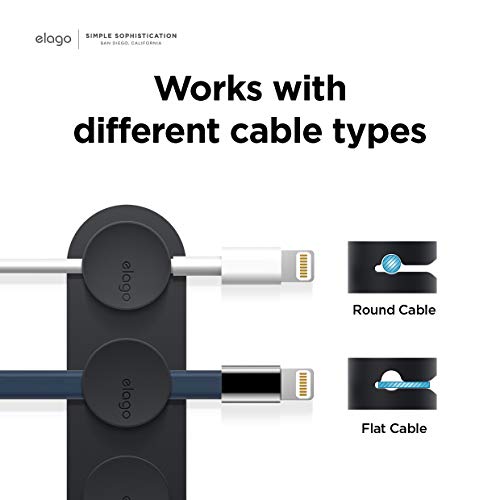 elago Magnetic Cable Management Buttons, Magnetic cable holder, Organize 3 Cables, Powerful magnets, Reusable Sticker Attaches to Surface, Desk Organization (Black)
