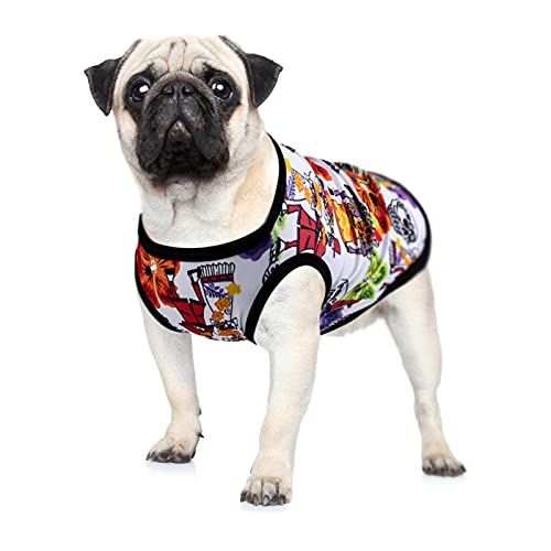 Hozz 2 Pack Dog Cute T Shirts for Small Dogs Durable Polyester Summer Clothes no Shrink Fashion Skull S