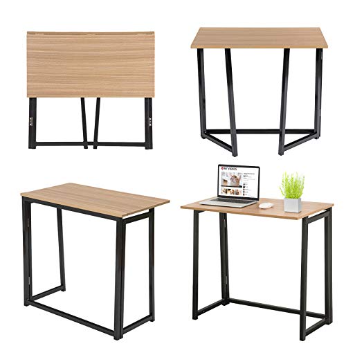 Toolsempire Home Office Folding Desk, 31.5” Foldable Computer Desks for Small Places, Compact Writing Study Tables for Home Office,No Assembly Required (Natural)