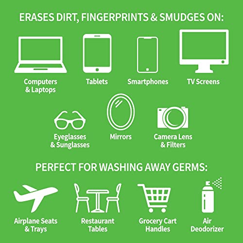 ForPro Erase Instant Glass & Screen Cleaner Kit, for TV Screens, Smartphones, Eyeglasses, Mirrors - Includes 3.3 Oz. Bottle and Microfiber Cleaning Cloth (Pack of 3)