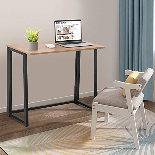Toolsempire Home Office Folding Desk, 31.5” Foldable Computer Desks for Small Places, Compact Writing Study Tables for Home Office,No Assembly Required (Natural)