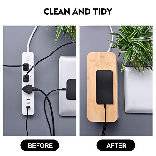2 Pack Large Cable Management Box β Wooden Style Cord Organizer Box and Cover for TV Wires, Computer, Router, USB Hub and Under Desk Power Strip β Safe ABS Material and Baby-Pets Proof Lock (White)